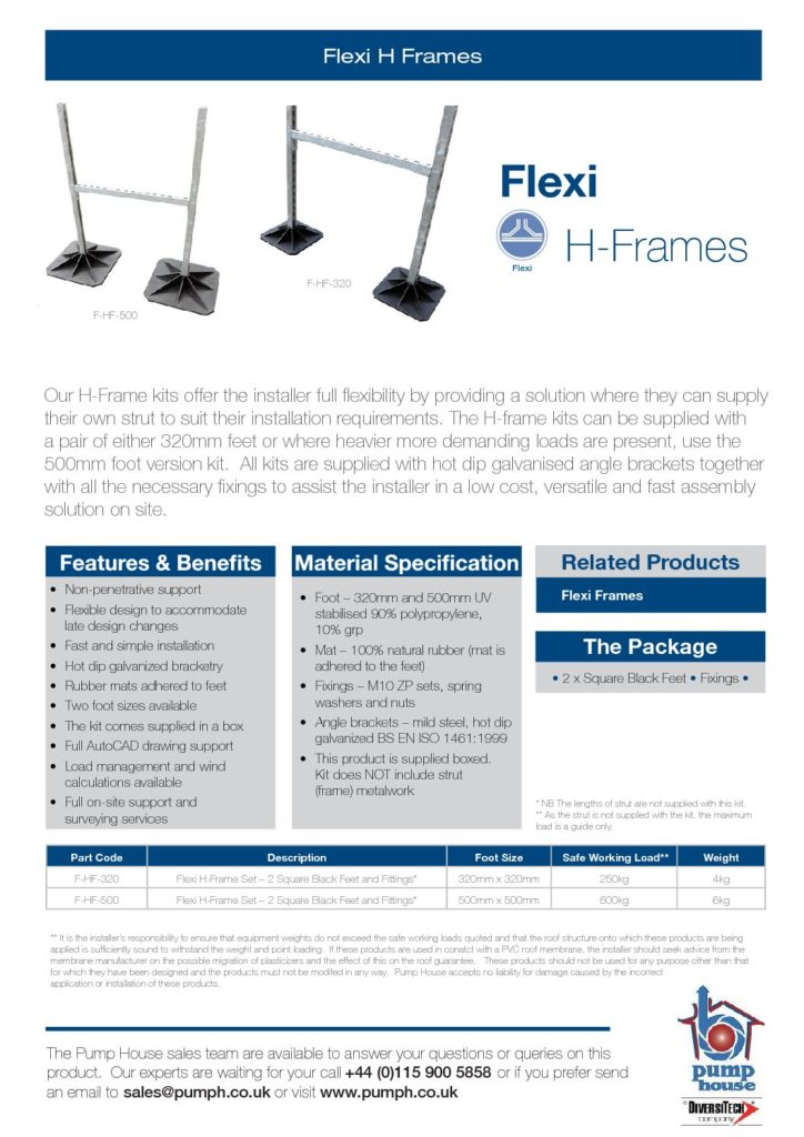 Flexi H-Frame DataSheet » Flexi Support Systems